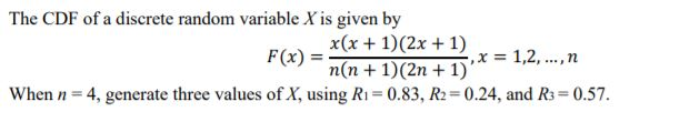 Solved The CDF of a discrete random variable X is given by | Chegg.com