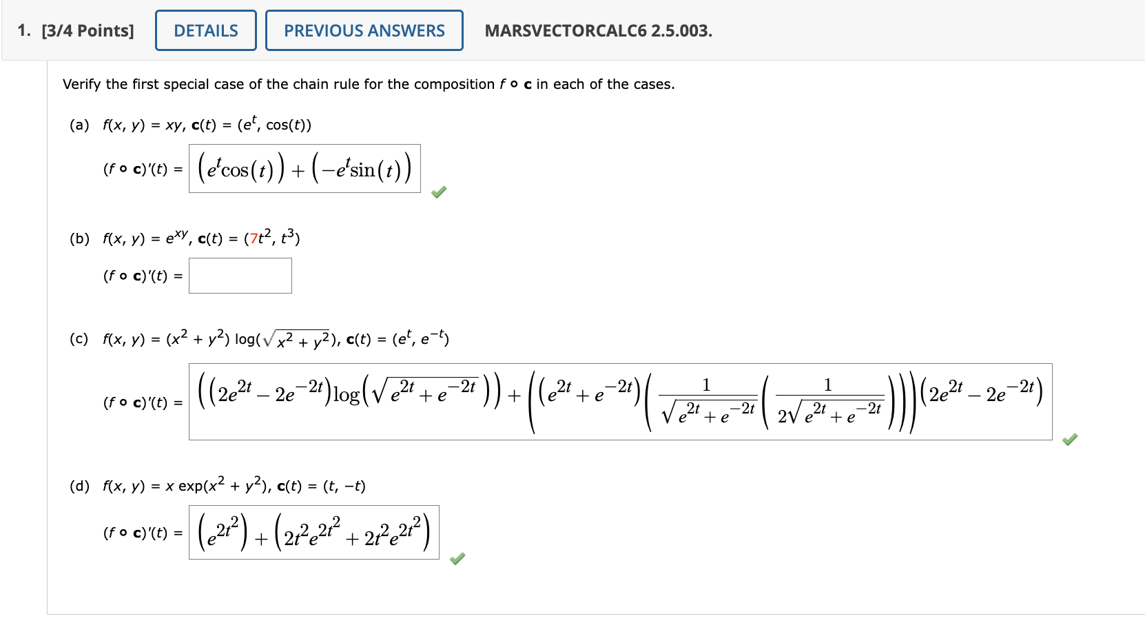 Solved Verify the first special case of the chain rule for | Chegg.com
