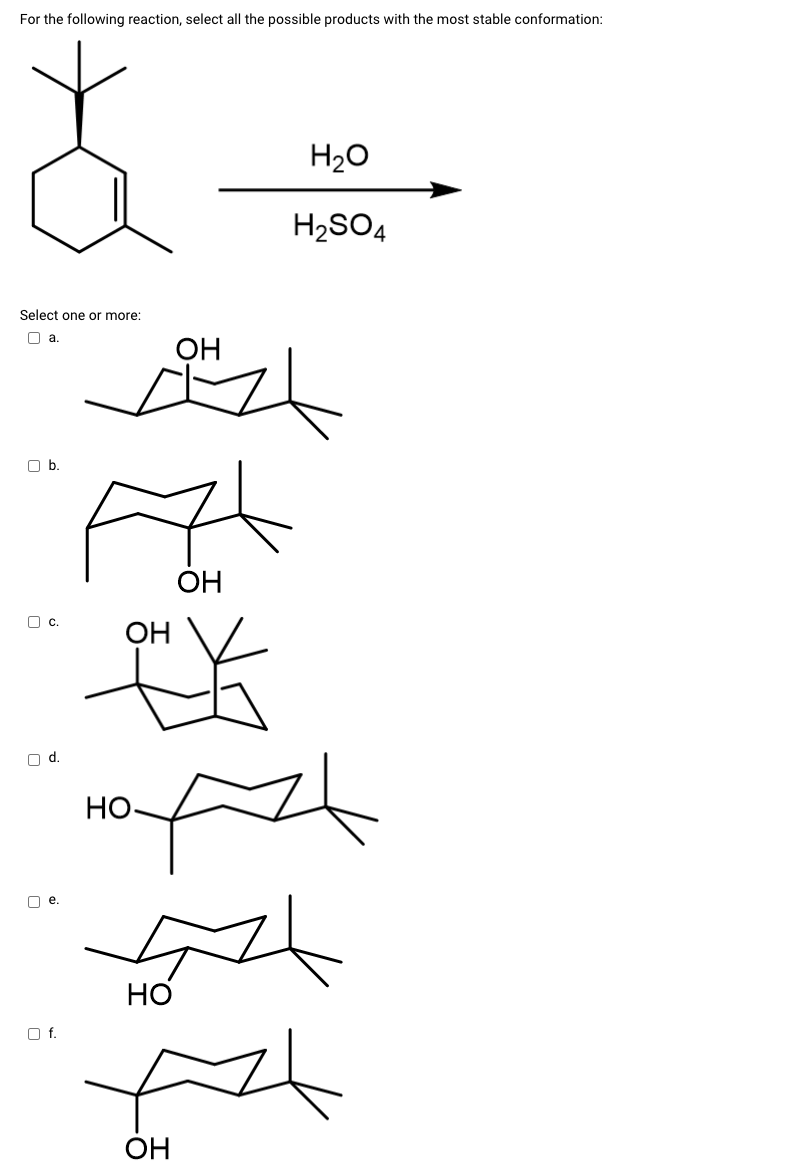 Solved For the following reaction, select all the possible | Chegg.com