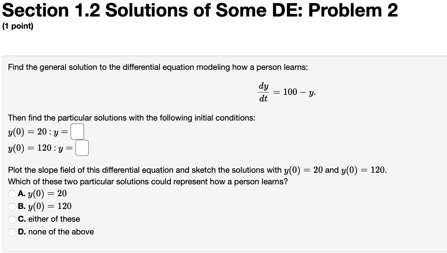 Solved Section 1 2 Solutions Of Some De Problem 2 1 Point