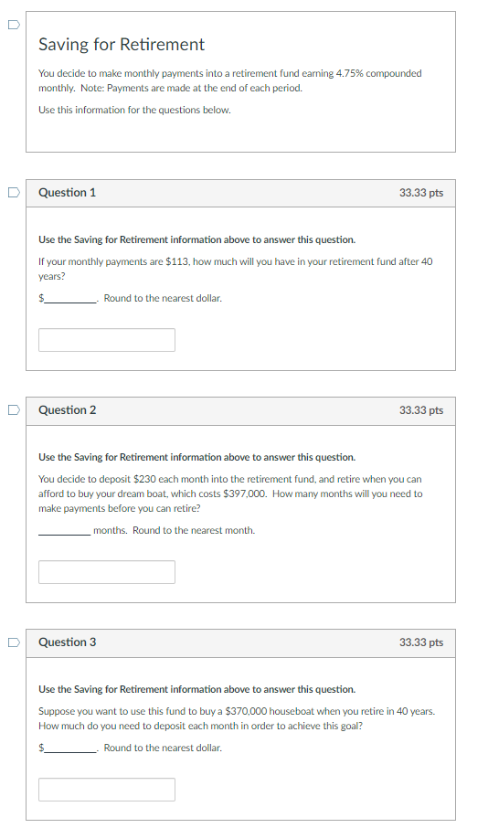 Solved Saving for Retirement You decide to make monthly | Chegg.com