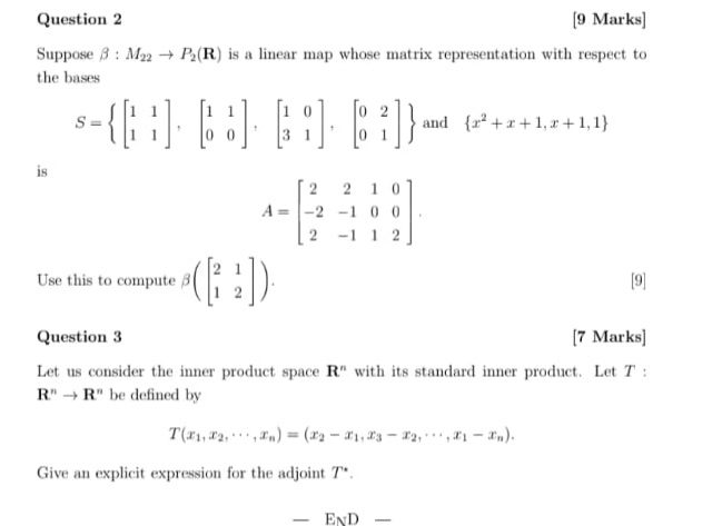 Solved Suppose β:M22→P2(R) is a linear map whose matrix | Chegg.com