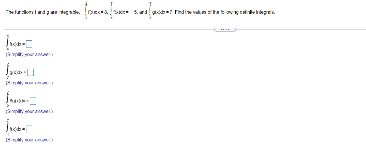 Solved The functions fand g are integrable, f(x)dx = 8, J | Chegg.com