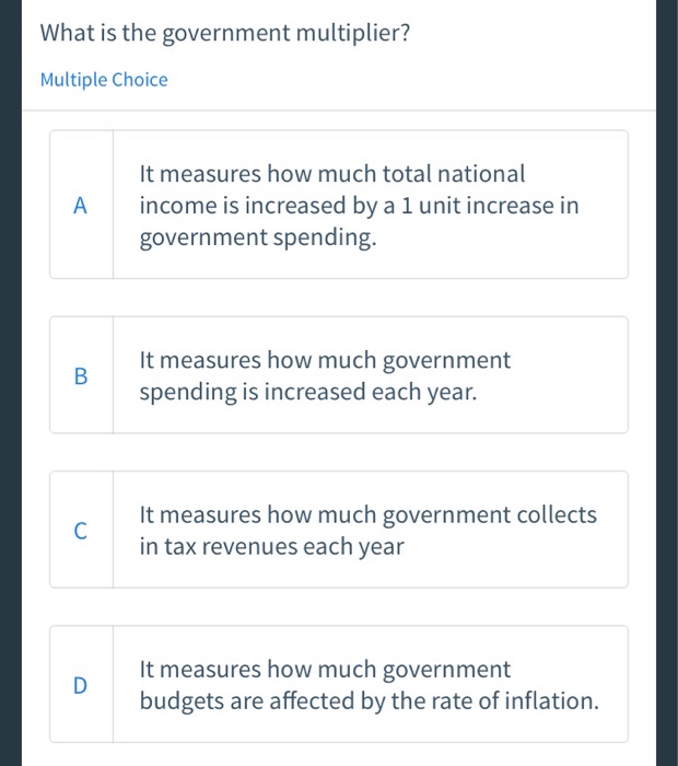 Solved What is the government multiplier? Multiple Choice It | Chegg.com