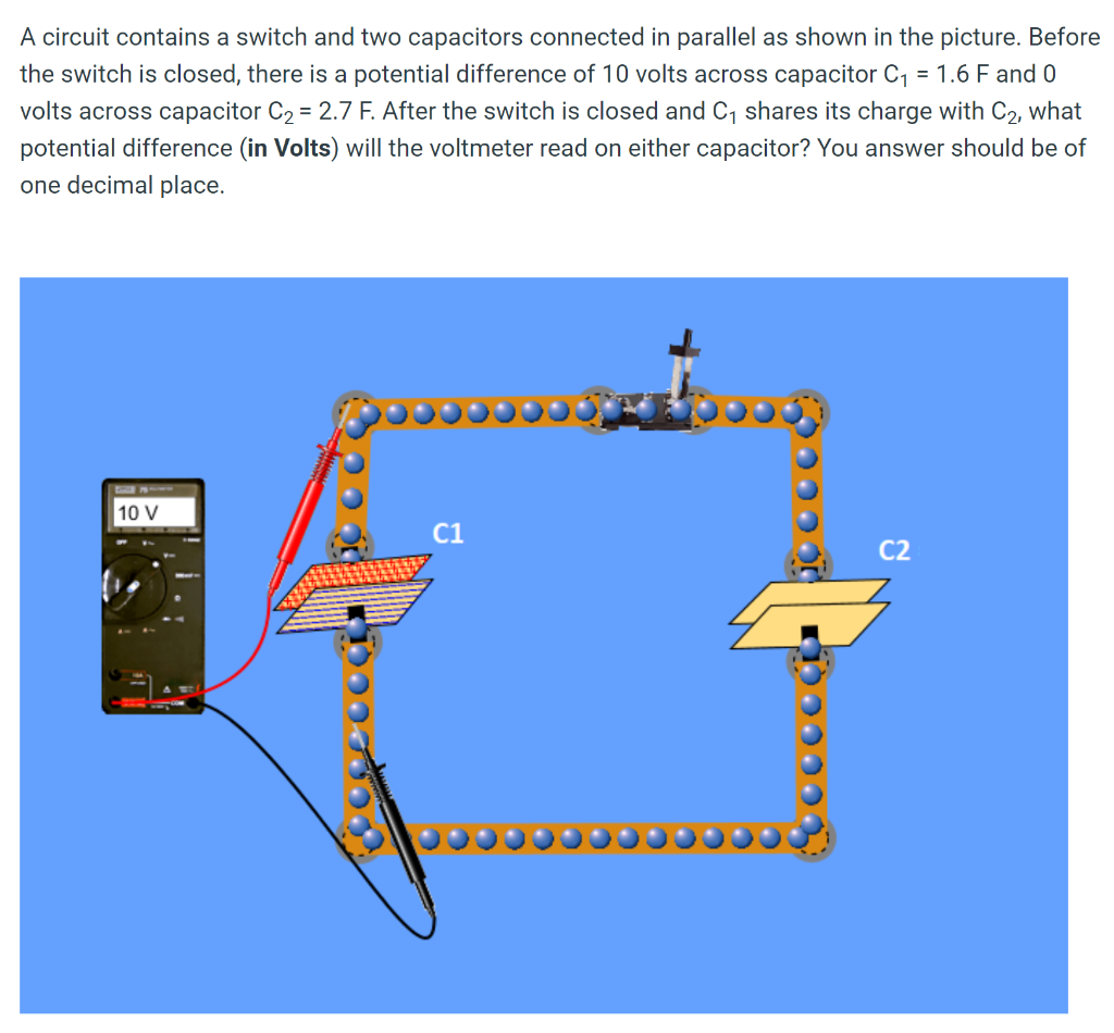 Solved A circuit contains a switch and two capacitors | Chegg.com