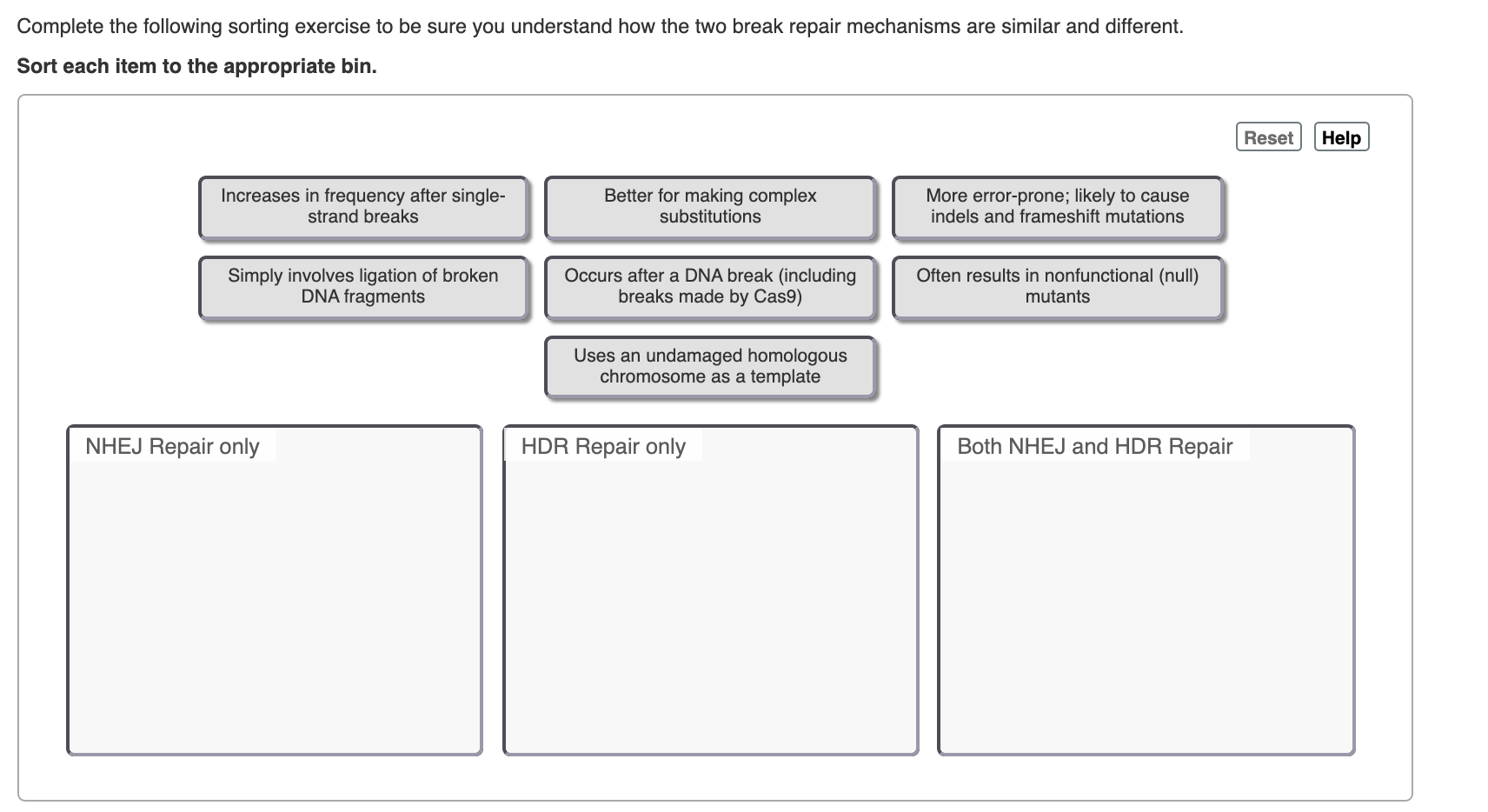 Solved Complete the following sorting exercise to be sure | Chegg.com