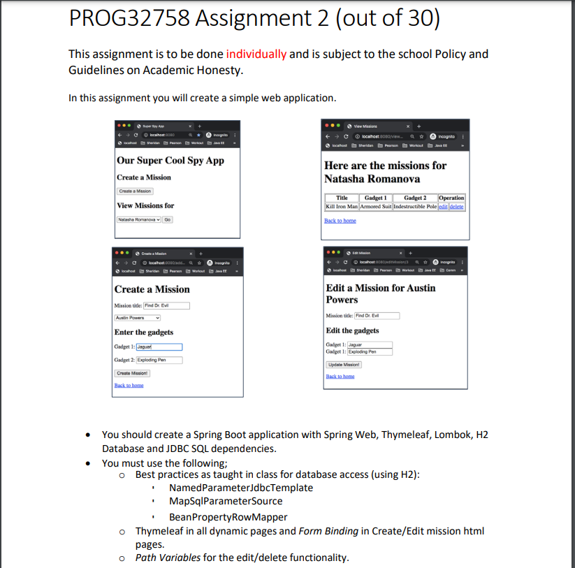 Solved PROG32758 Assignment 2 (out of 30) This assignment is | Chegg.com