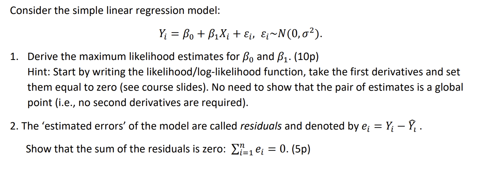 Solved Consider the simple linear regression model: Yị = Bo | Chegg.com