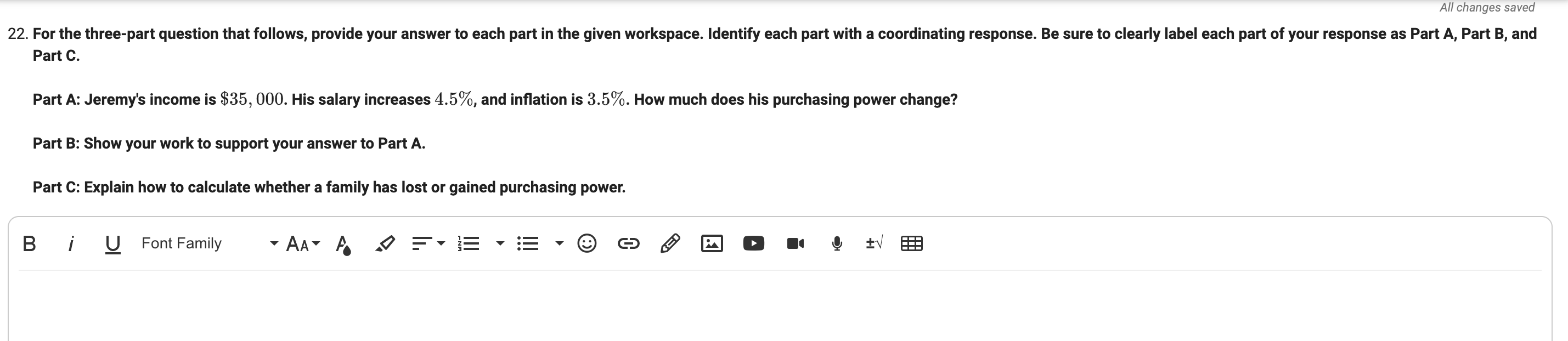 Solved All changes saved 22. For the three-part question | Chegg.com