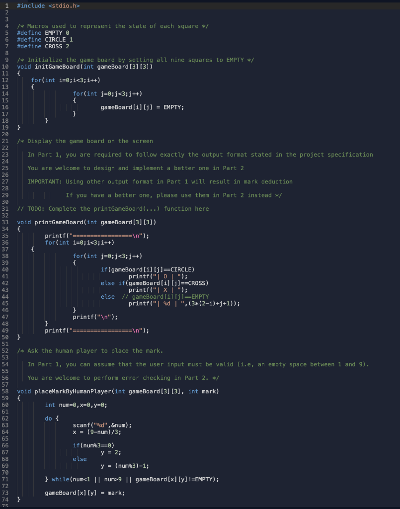 Solved Below Is My Tictactoe Code In C Program Please Help
