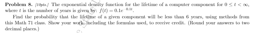 Solved Problem 8 10pts The Exponential Density Function 7795