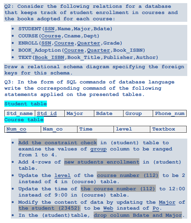 Solved Exercise Q1: Regarding the following scenario and the | Chegg.com