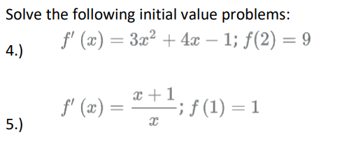 Solved Solve the following initial value problems: 4.) | Chegg.com