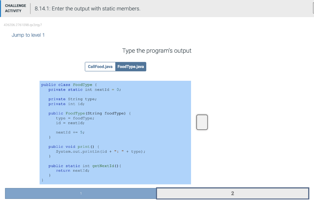 Solved Type the program's output public class CallFood t | Chegg.com