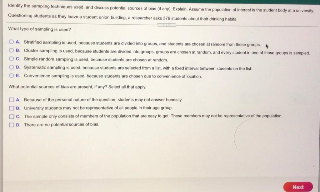 Solved Identify the sampling techniques used, and discuss | Chegg.com