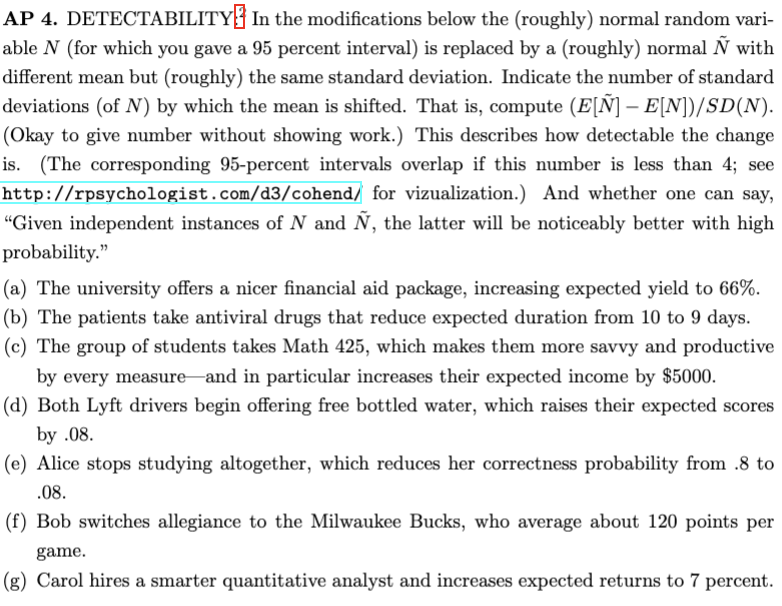 Solved AP 4. DETECTABILITY: In the modifications below the | Chegg.com