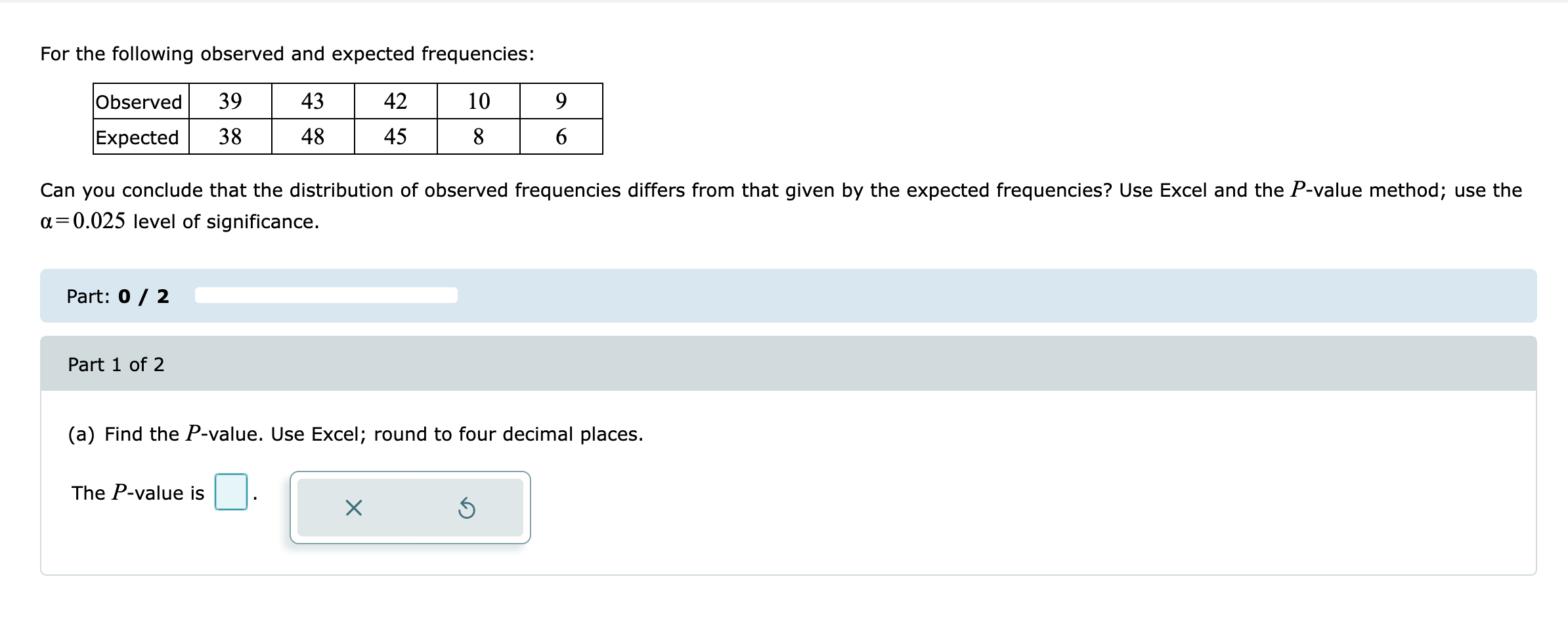 Solved For the following observed and expected frequencies: | Chegg.com