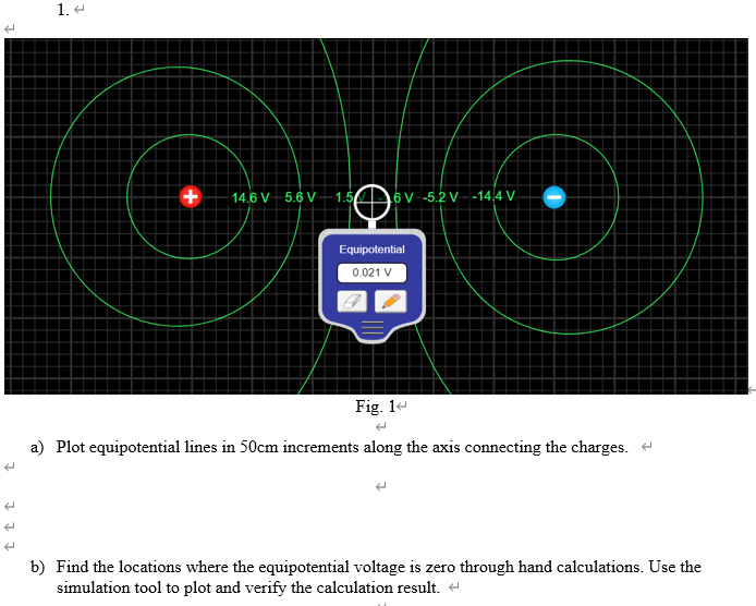 Fig. 1a) ﻿Plot equipotential lines in 50cm | Chegg.com