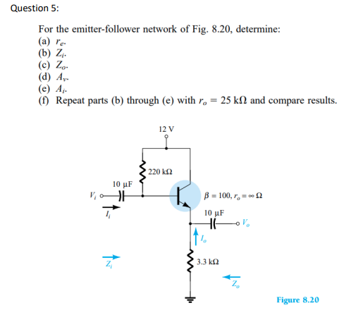 Solved For the emitter-follower network of Fig. 8.20, | Chegg.com