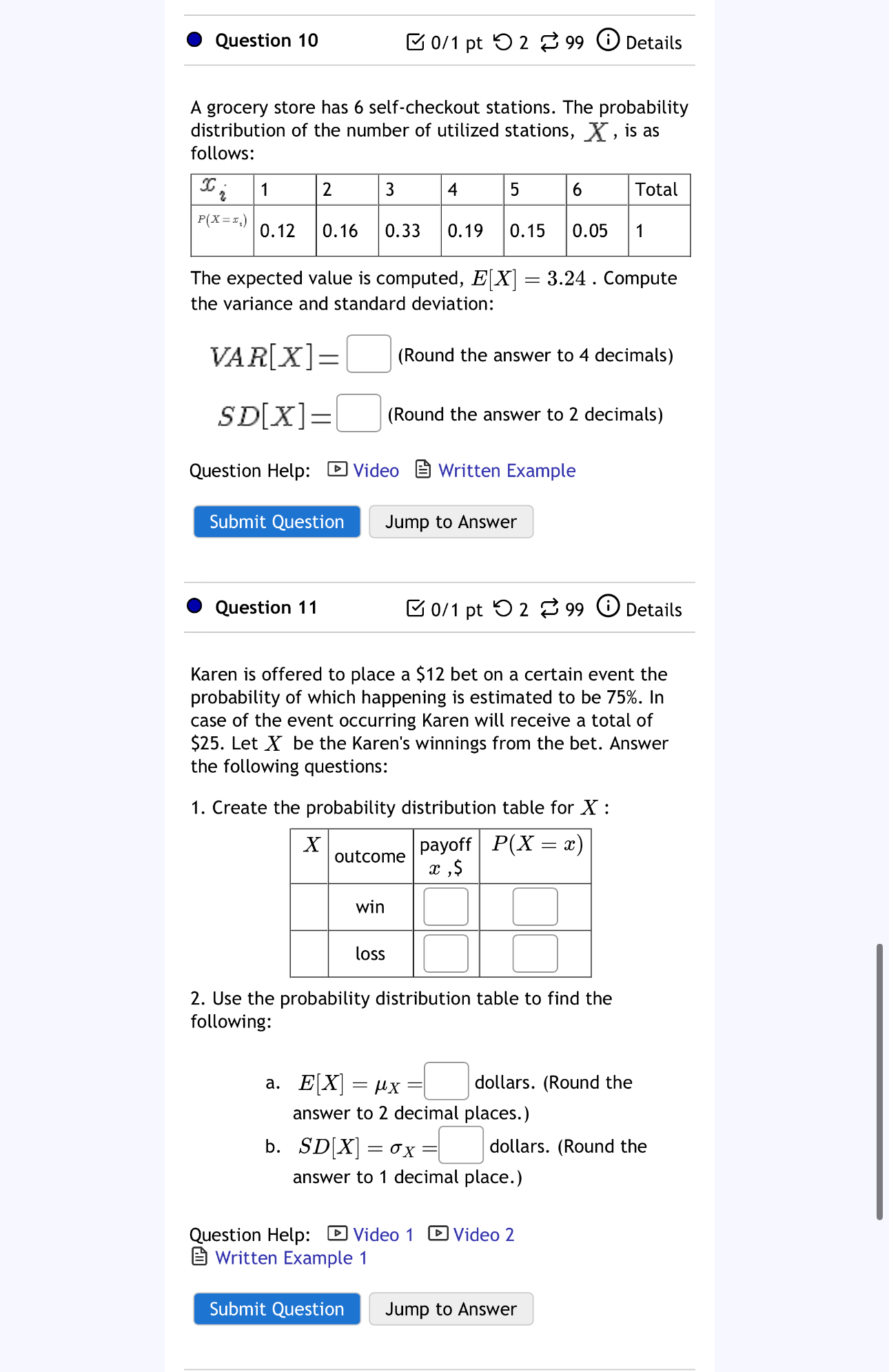 Solved A grocery store has 6 self-checkout stations. The | Chegg.com