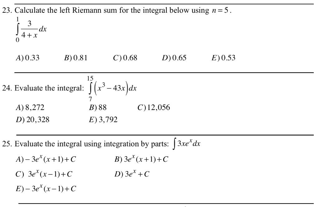 Solved 23. Calculate the left Riemann sum for the integral | Chegg.com