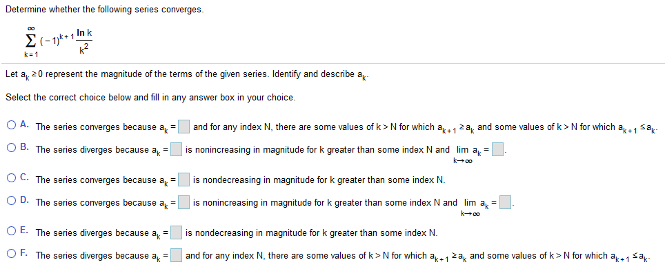 Solved Determine whether the following series converges Let | Chegg.com