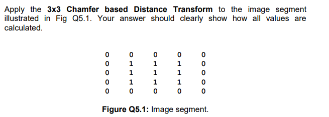 Solved Apply the 3×3 Chamfer based Distance Transform to the | Chegg.com
