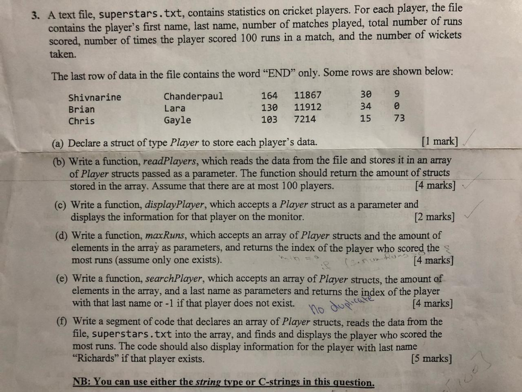 Solved 3. A text file, superstars.txt, contains statistics | Chegg.com