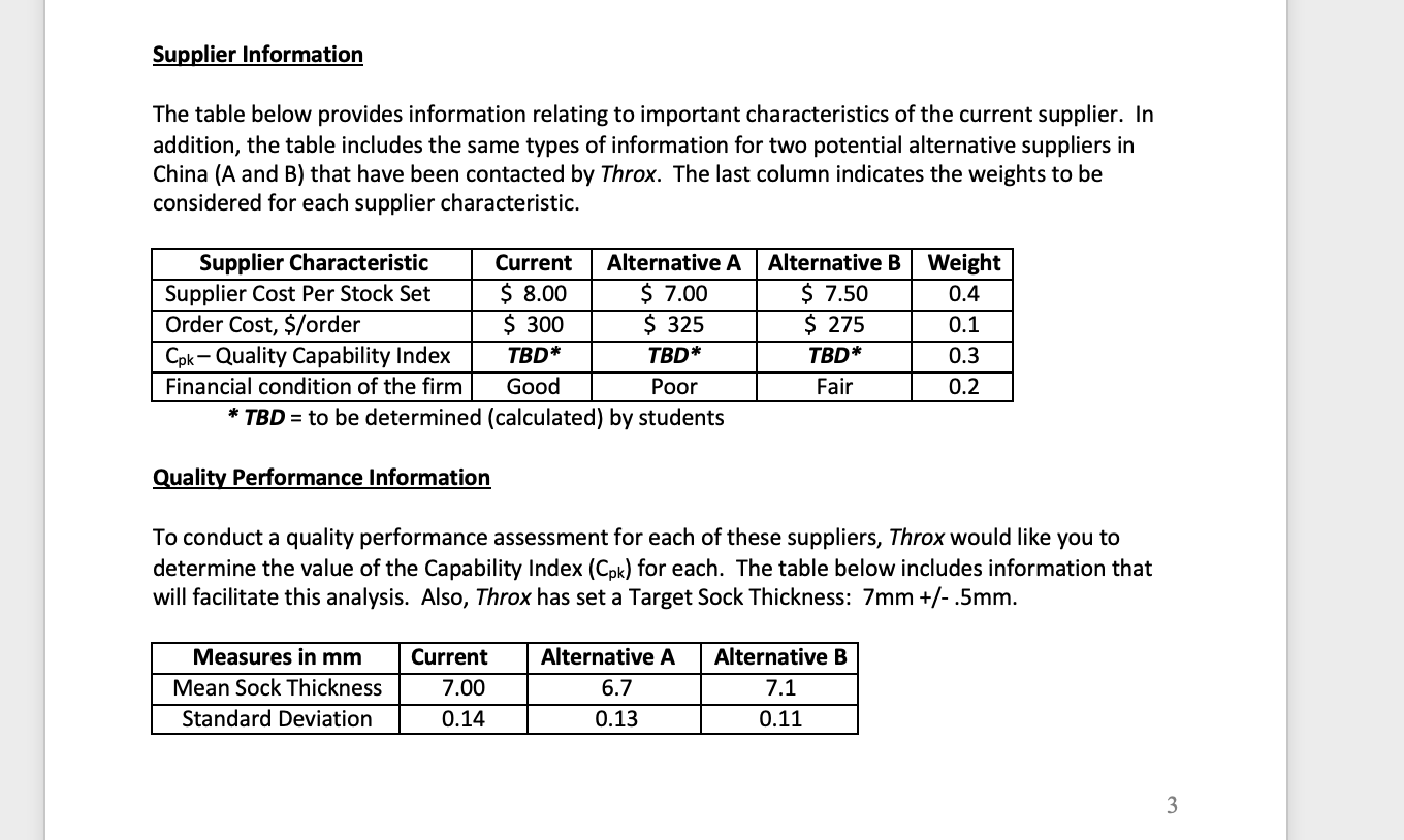A) Using the current and alternative supplier | Chegg.com
