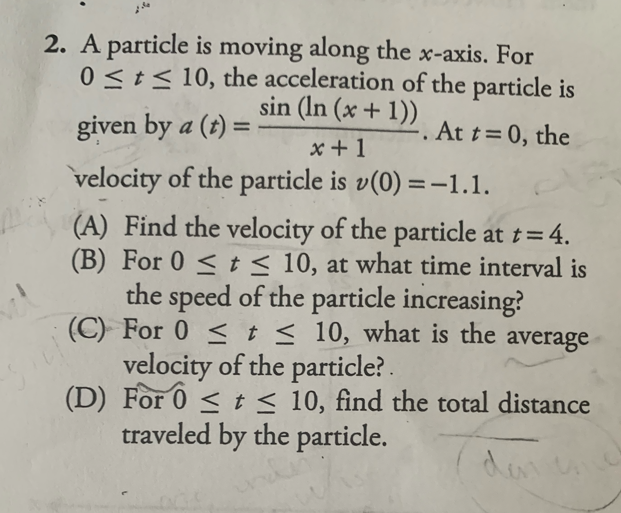 [Solved]: 2. A particle is moving along the x-axis. For 0t1