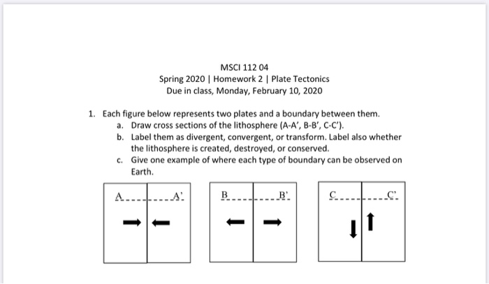 Solved MSCI 112 04 Spring 2020 Homework 2 Plate Tectonics | Chegg.com