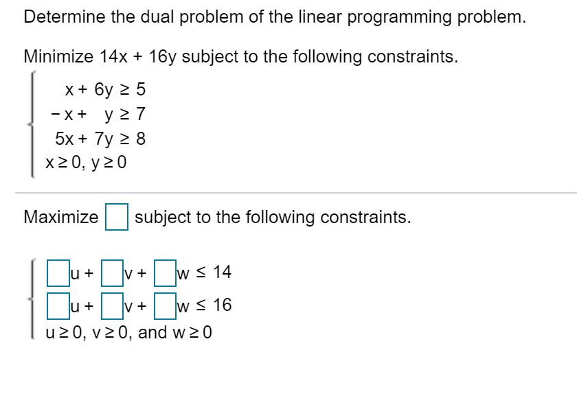 Solved Determine the dual problem of the linear programming | Chegg.com