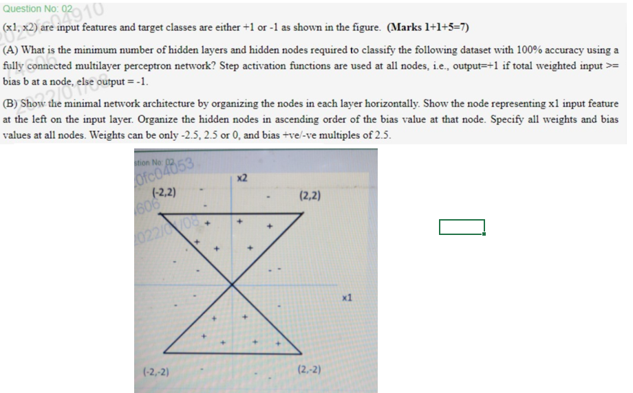 Solved 1981 , x2) are 192.10 Question No: 02 input features | Chegg.com