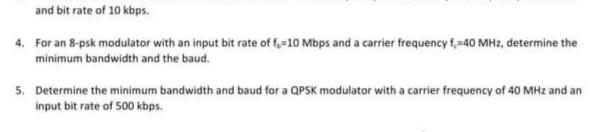 Solved and bitrate of 10 kbps. 4. For an 8-psk modulator | Chegg.com