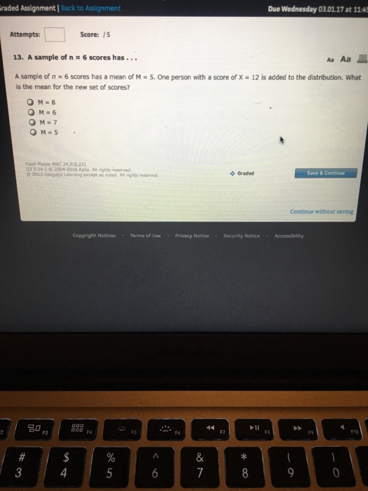 Solved a sample of n=6 scores has a mean m=5 one person with | Chegg.com