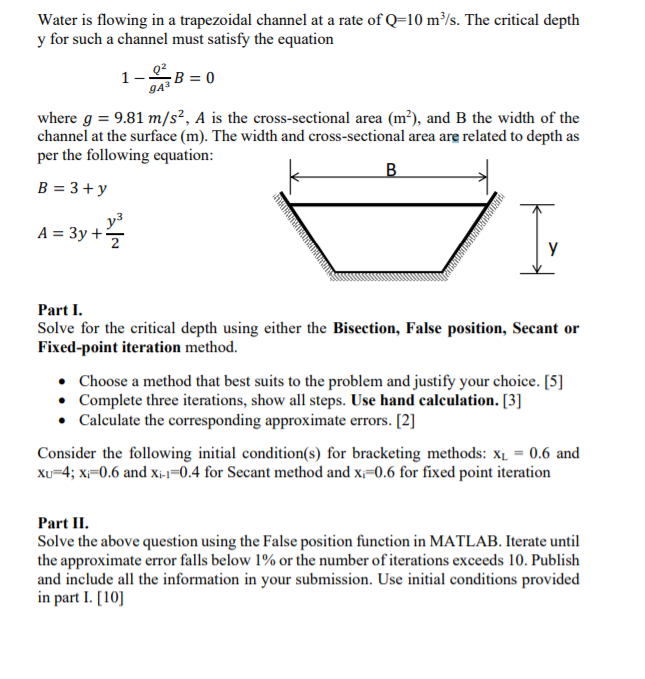 Solved Water is flowing in a trapezoidal channel at a rate | Chegg.com