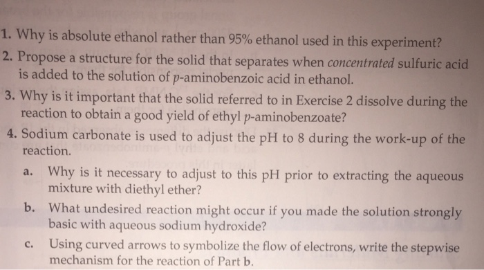 Solved Why is absolute ethanol rather than 95% ethanol used | Chegg.com