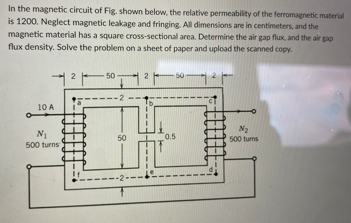 Solved In the magnetic circuit of Fig. shown below, the | Chegg.com