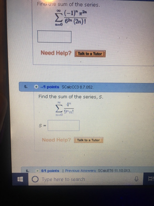 Solved Finu the sum of the series. 은 (-1) 62n (2n)! Need | Chegg.com