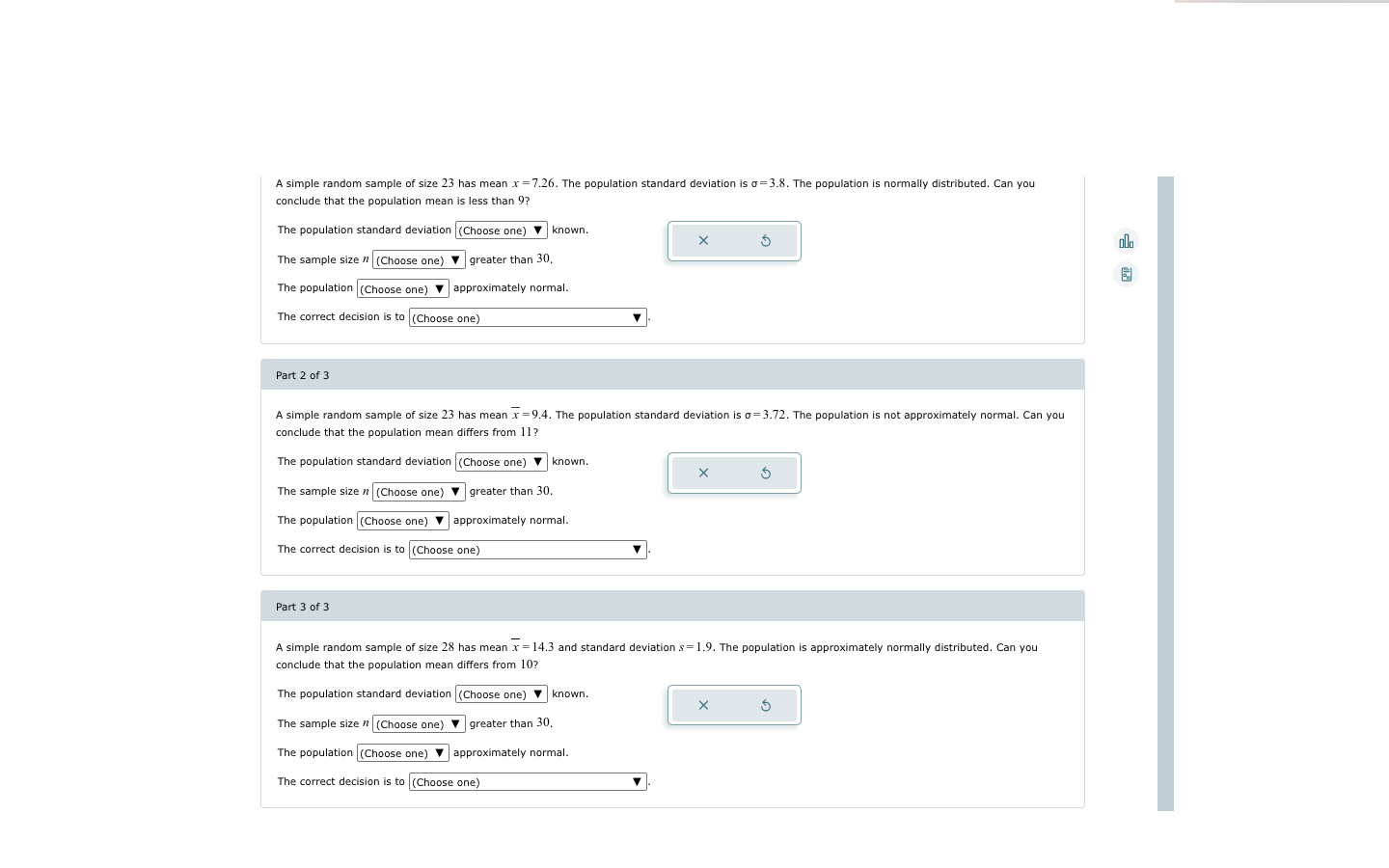 Solved A Simple Random Sample Of Size 23 Has Mean X 7 26