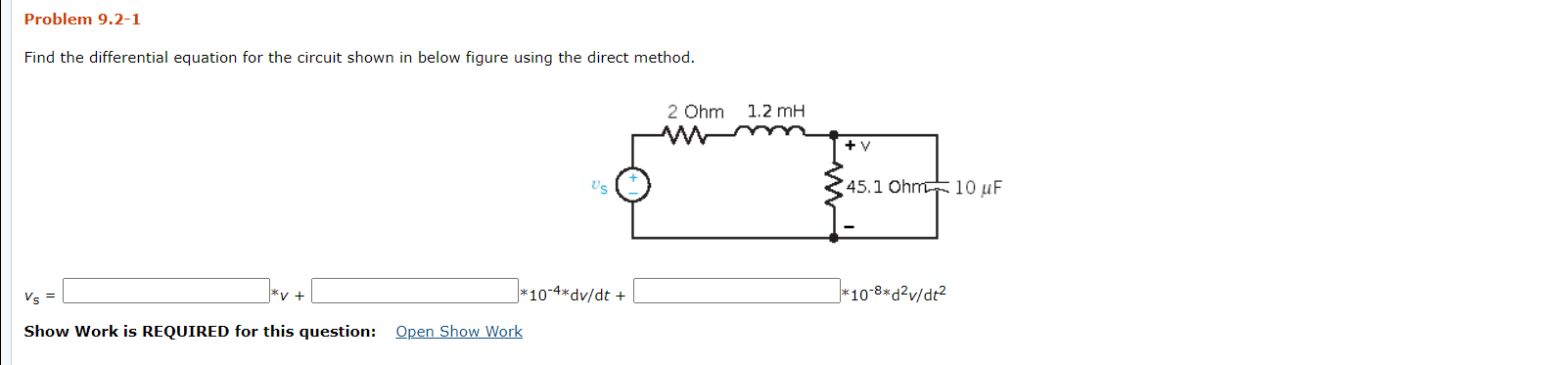 Solved Problem 9.2-1 Find the differential equation for the | Chegg.com