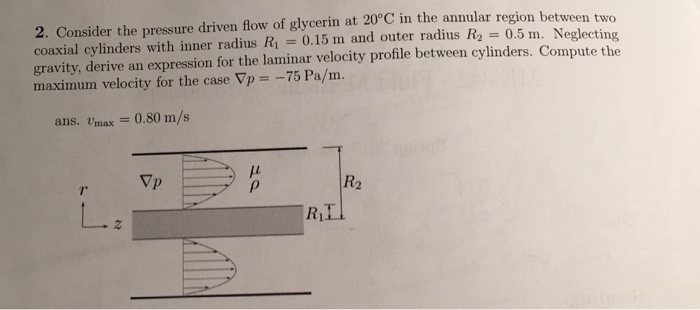 Solved Consider the pressure driven flow of glycerin at 20 | Chegg.com