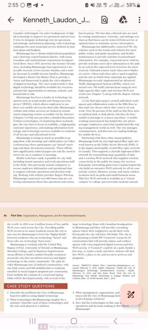 2:55 日寸・ ← Kenneth_Laudon,_... Q Q 36. Part One | Chegg.com