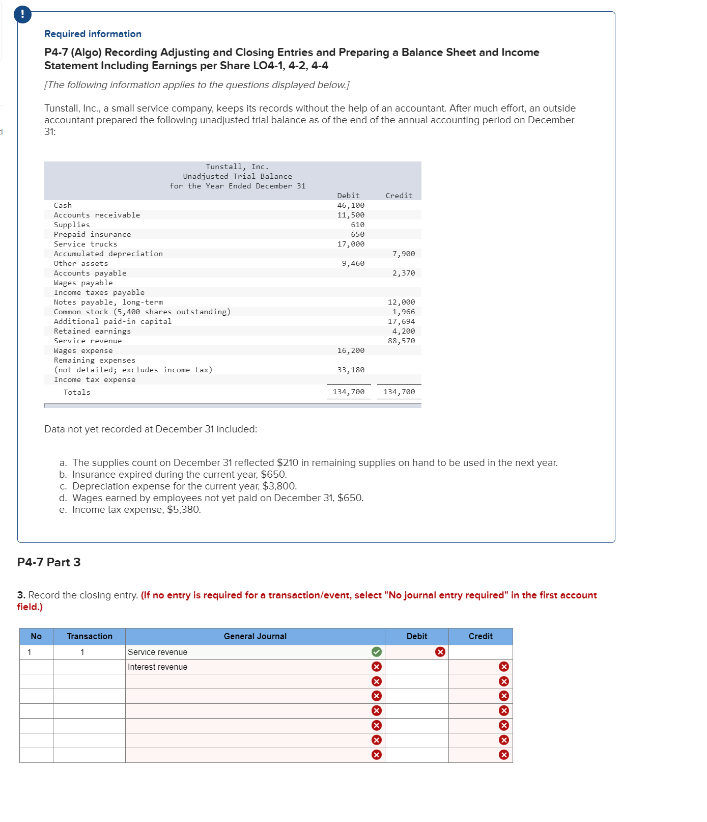 Solved Data Not Yet Recorded At December 31 Included The