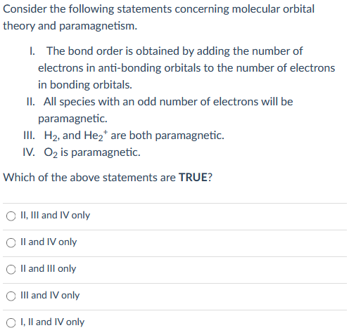 Solved Consider the following statements concerning | Chegg.com