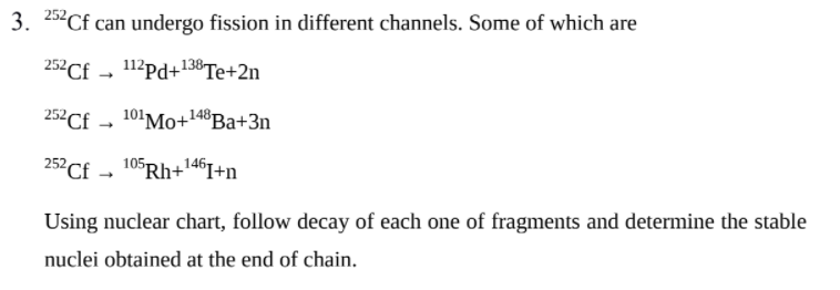 Solved 3. 252Cf can undergo fission in different channels. | Chegg.com