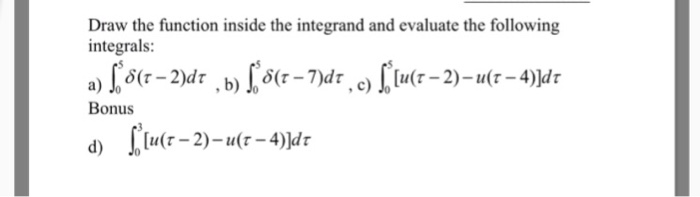 Solved Draw the function inside the integrand and evaluate | Chegg.com