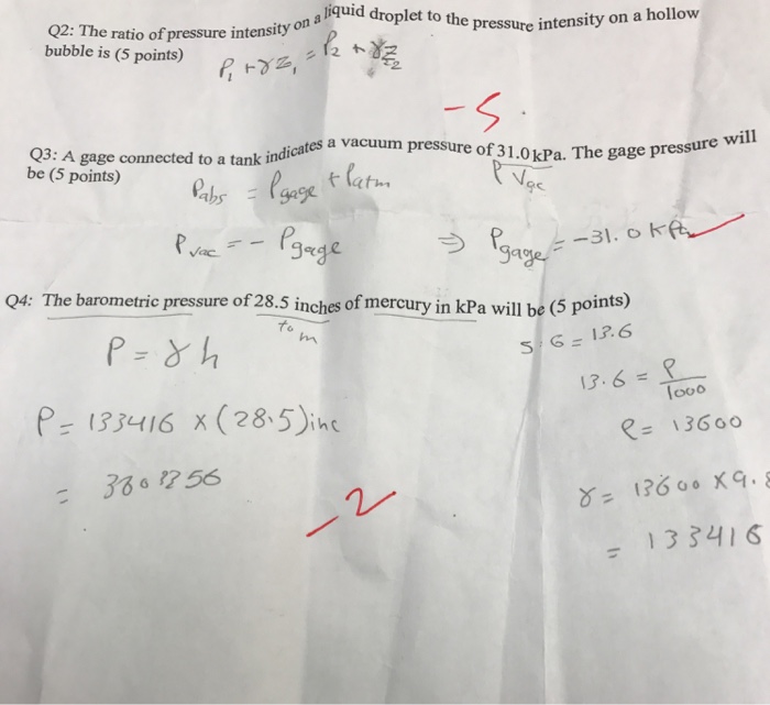 Solved The ratio of pressure intensity on a liquid droplet | Chegg.com