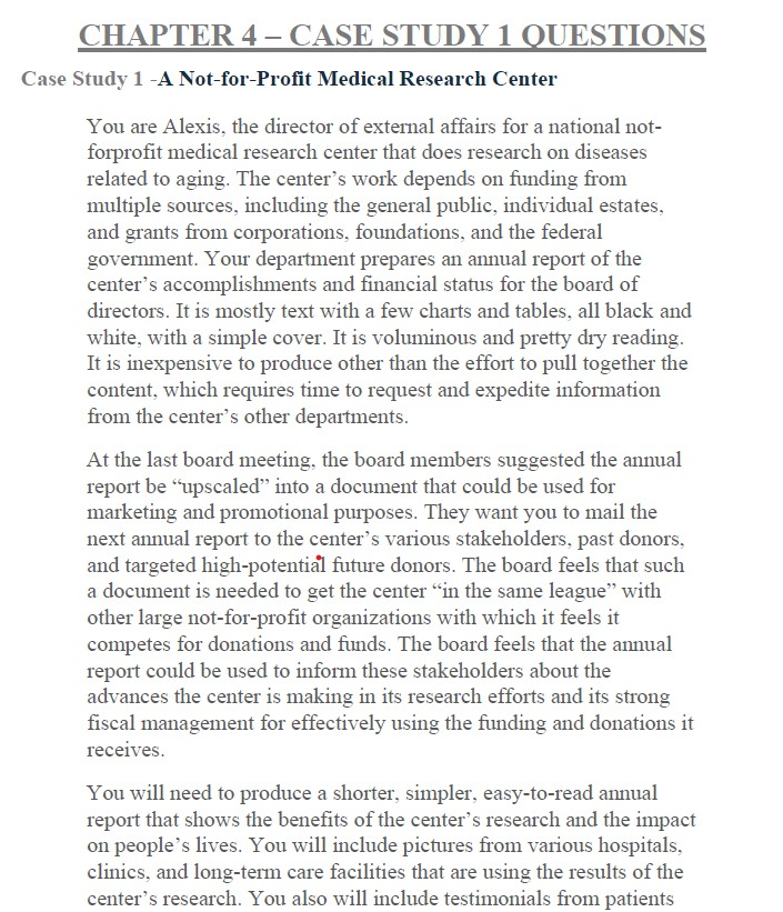 CHAPTER 4 – CASE STUDY 1 QUESTIONS Case Study 1 - A | Chegg.com