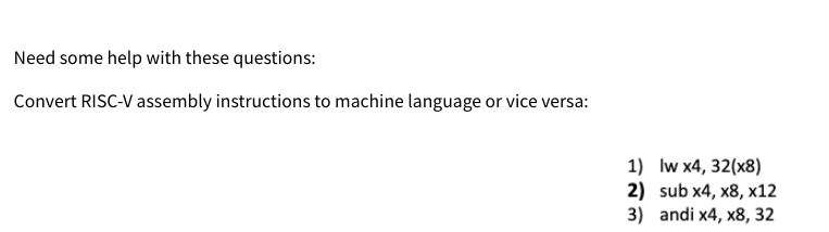 Solved Need some help with these questions: Convert RISC-V | Chegg.com